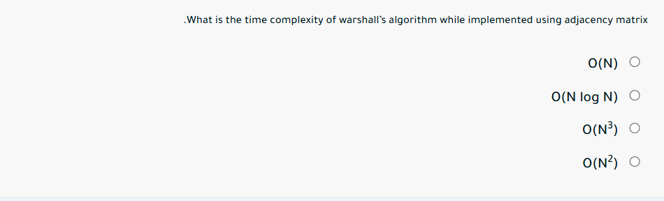 Solved What is the time complexity of warshall's algorithm | Chegg.com