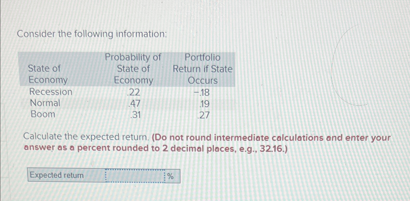 Solved Consider the following information:\table[[State | Chegg.com