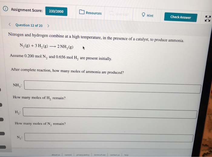 Solved Give Up Hint Assignment Score: 233/2000 Resources | Chegg.com