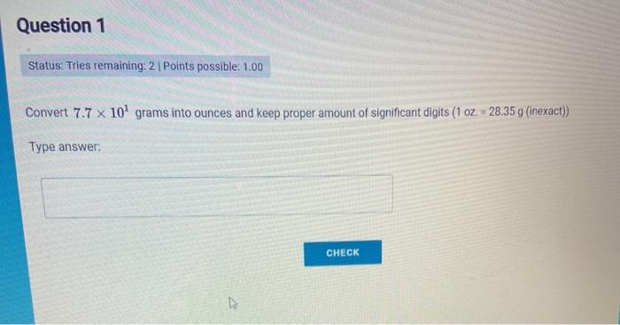Solved Question 1 Status: Tries remaining: 21 Points | Chegg.com