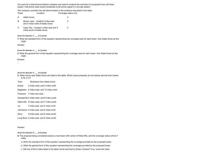 Solved You work for a belecomtiunicuisons company and need | Chegg.com