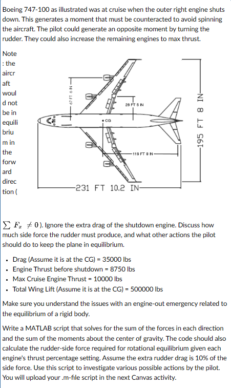 Solved Boeing 747-100 ﻿as illustrated was at cruise when the | Chegg.com
