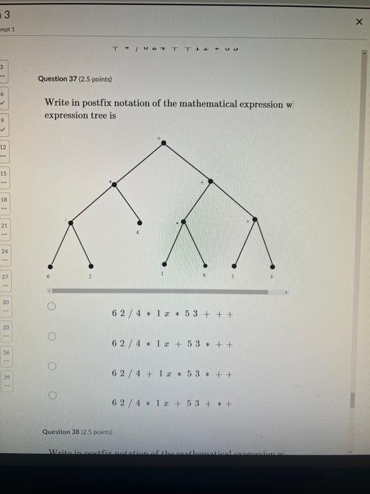 Solved Write in postfix notation of the mathematical | Chegg.com