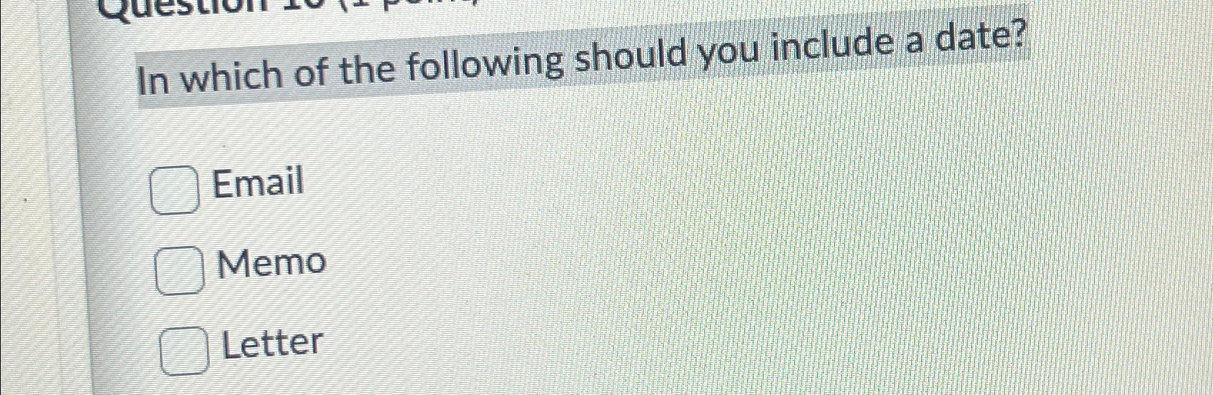 Solved In which of the following should you include a | Chegg.com