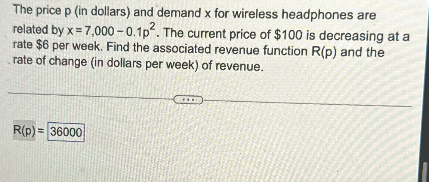 Solved 6.7The price p (in dollars) ﻿and demand x ﻿for | Chegg.com