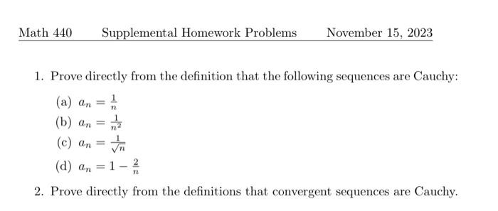 Solved 1. Prove directly from the definition that the | Chegg.com