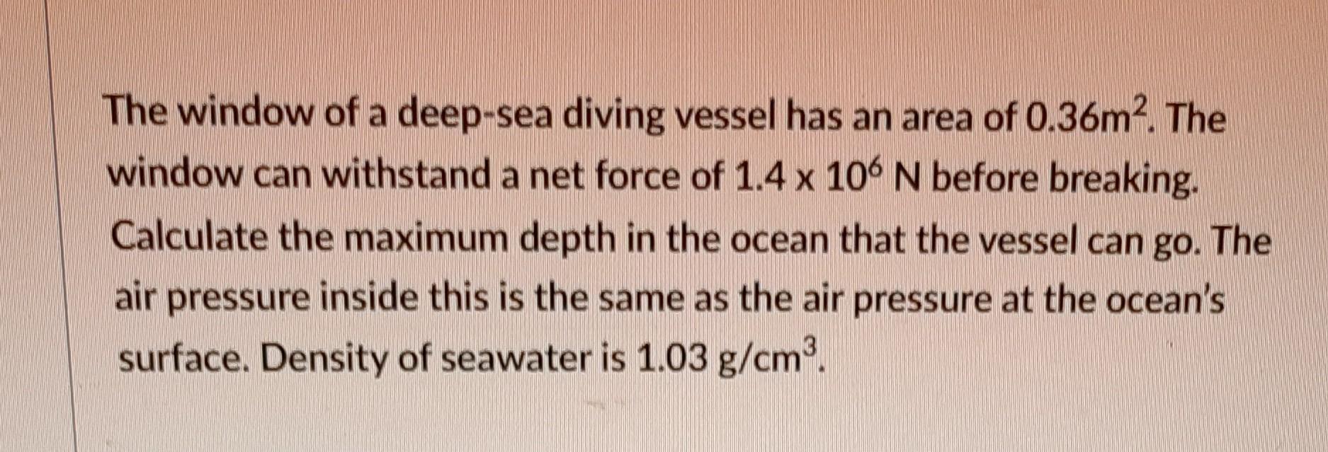 Solved The window of a deep-sea diving vessel has an area of | Chegg.com