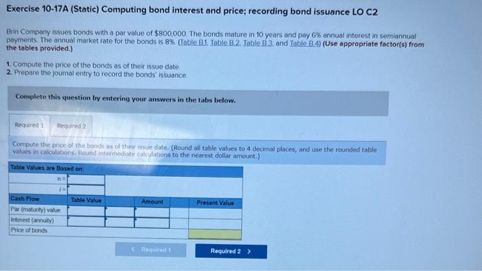 Solved Exercise 10-17A (Static) Computing bond interest and | Chegg.com
