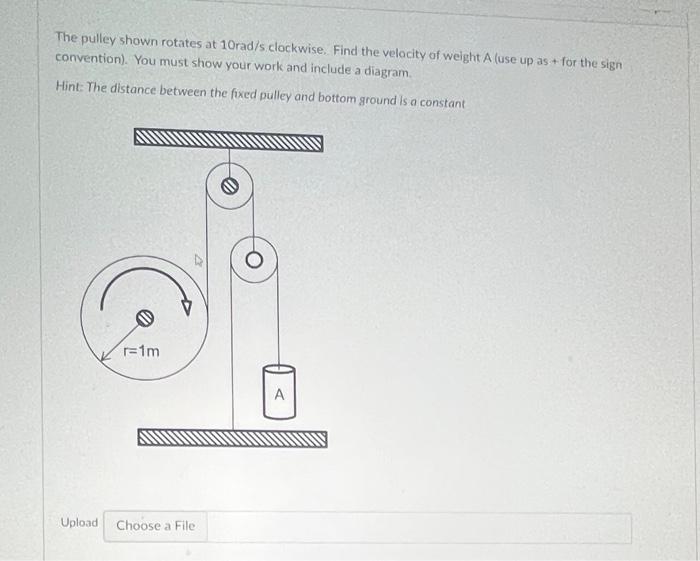Solved The pulley shown rotates at 10rad/s clockwise. Find | Chegg.com