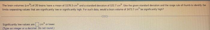 Solved limits separating values that are significantly low | Chegg.com