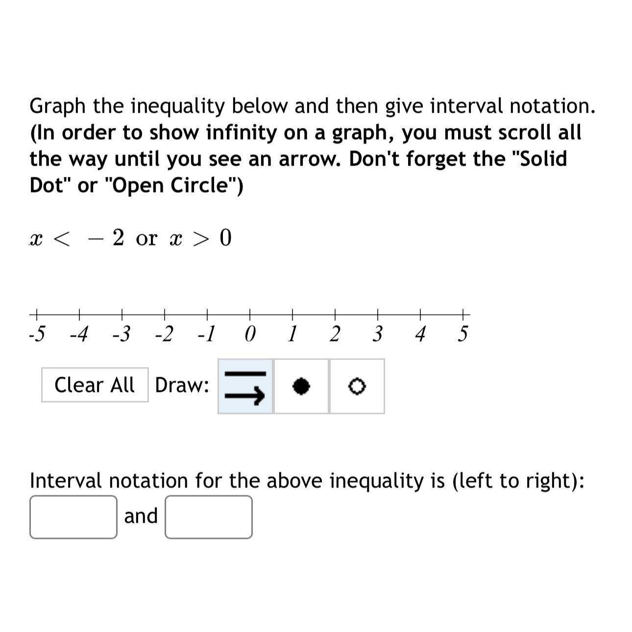 Solved Graph the inequality below and then give interval | Chegg.com