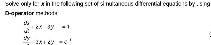 Solved Solve only for x in the following set of simultaneous | Chegg.com
