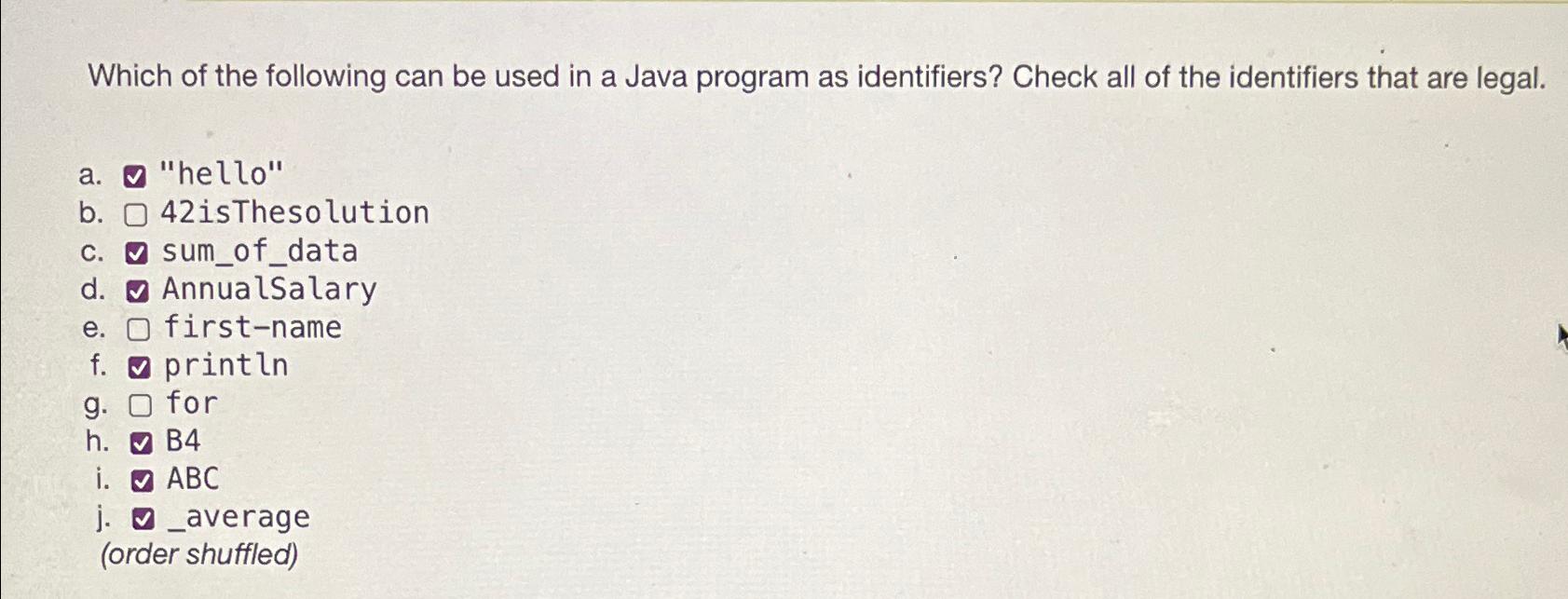 Solved Which Of The Following Can Be Used In A Java Program