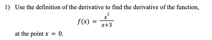 Solved Use the definition of the derivative to find the | Chegg.com