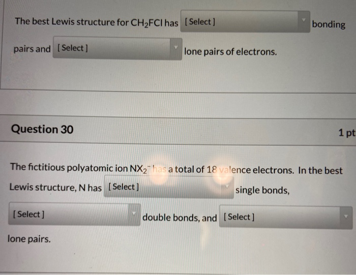 Solved The best Lewis structure for CH2Cl has (Select] | Chegg.com
