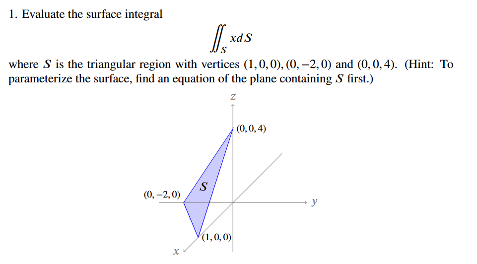 Solved Evaluate the surface integral∬SxdSwhere S ﻿is the | Chegg.com