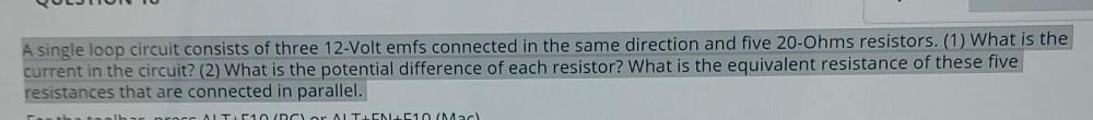 Solved A single loop circuit consists of three 12-Volt emfs | Chegg.com