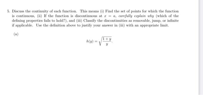 Solved 5. Discuss the continuity of each function. This | Chegg.com