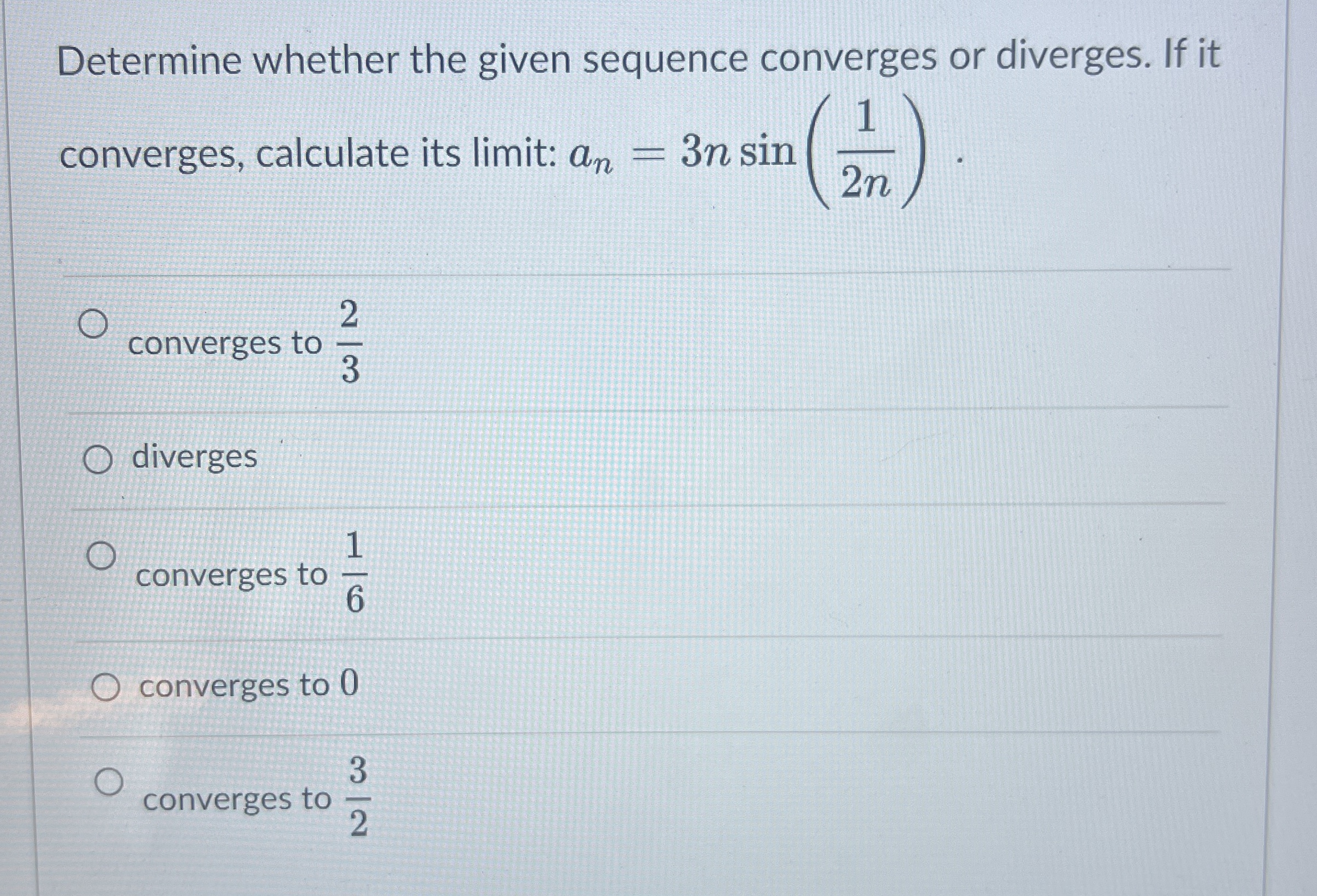 Solved Determine whether the given sequence converges or | Chegg.com