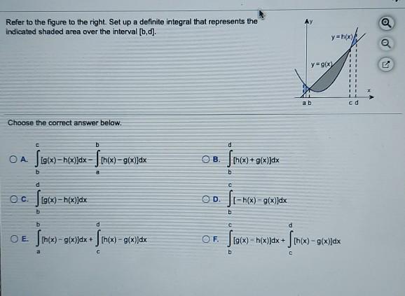 Solved Refer to the figure to the right. Set up a definite | Chegg.com
