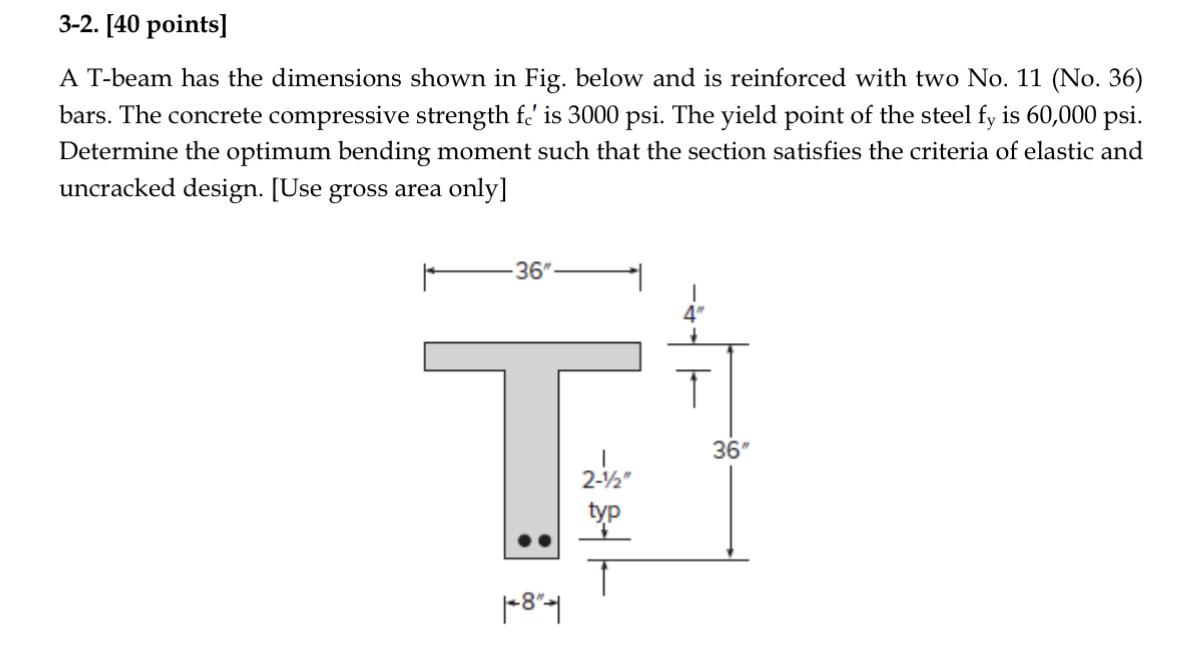 Solved 3-2. [40 ﻿points]A T-beam has the dimensions shown in | Chegg.com