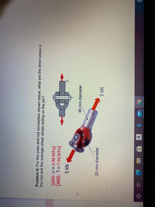 Solved Problem 6: For the yoke and rod connection shown | Chegg.com