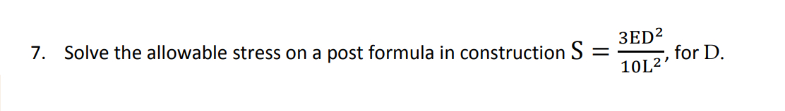 Solved Solve the allowable stress on a post formula in | Chegg.com