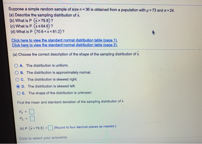Solved A simple random sample of size n = 81 is obtained | Chegg.com