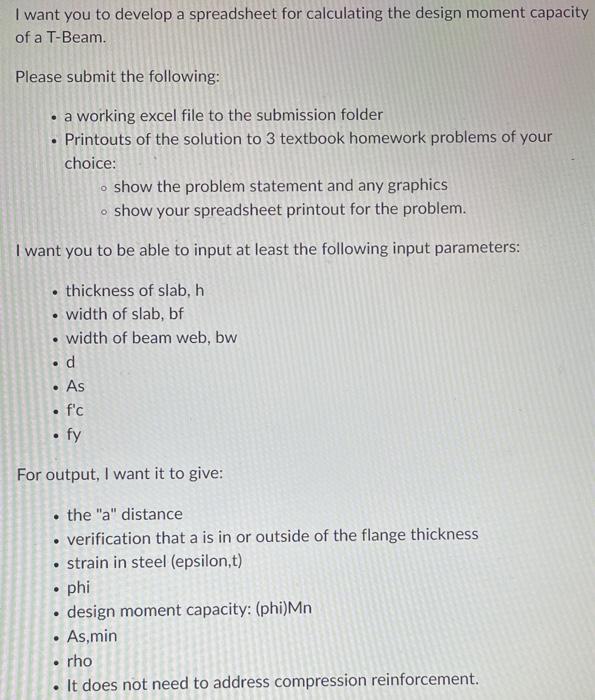 Solved I want you to develop a spreadsheet for calculating | Chegg.com