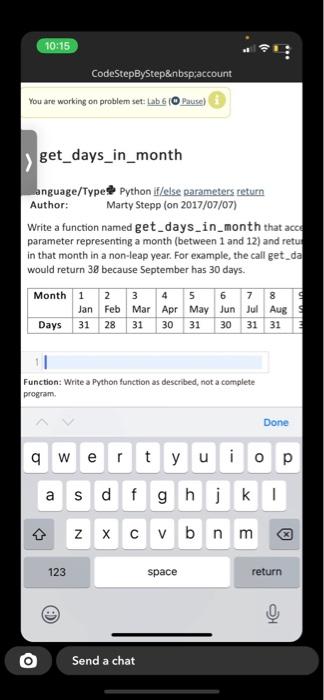 Solved 10:15 .. CodeStepByStep account You are working on | Chegg.com
