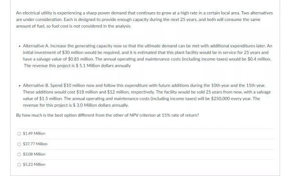 Solved An electrical utility is experiencing a sharp power | Chegg.com Solved An electrical utility is experiencing a sharp power | Chegg.com