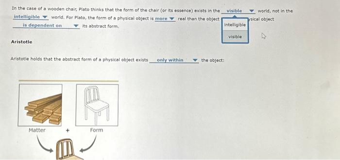 In the case of a wooden chair, Plato thinks that the | Chegg.com