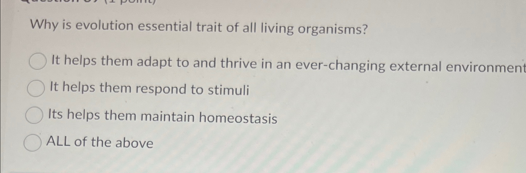 Solved Why is evolution essential trait of all living | Chegg.com