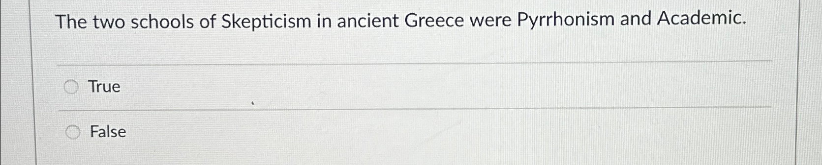 Solved The two schools of Skepticism in ancient Greece were | Chegg.com