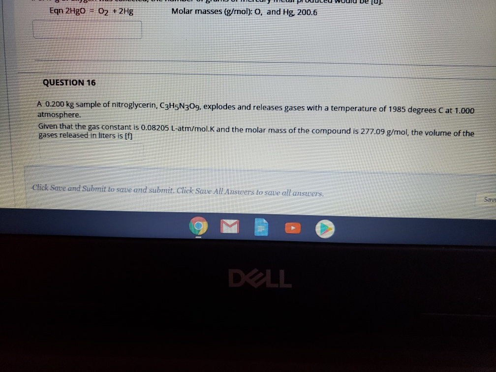 Solved [0). Eqn 2Hgo = O2 + 2Hg Molar masses (g/mol): 0, and | Chegg.com