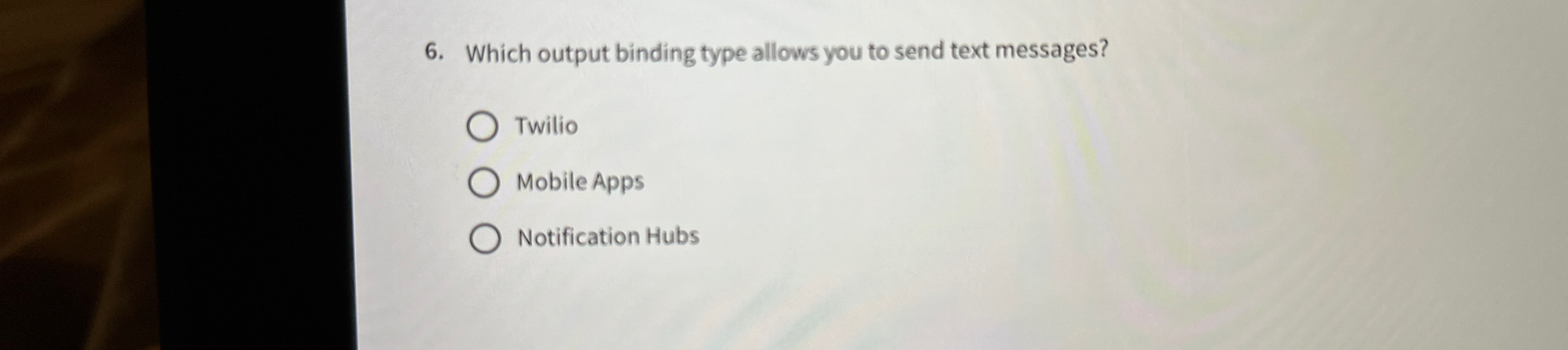 Solved Which output binding type allows you to send text | Chegg.com