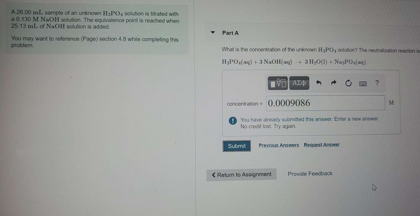 Solved A 26.00 mL sample of an unknown H3PO4 solution is | Chegg.com