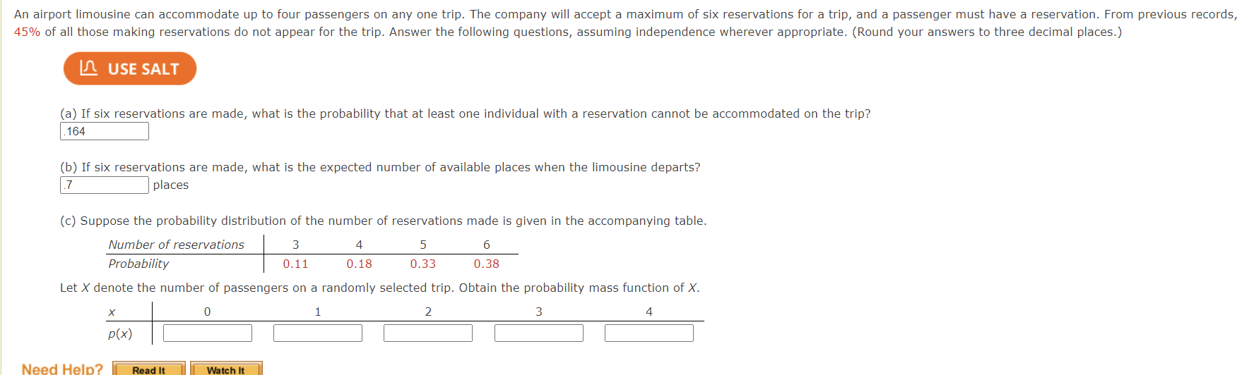 Solved (a) ﻿If six reservations are made, what is the | Chegg.com