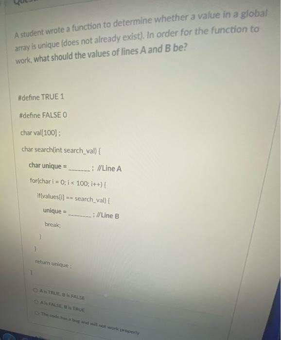 Solved A student wrote a function to determine whether a | Chegg.com