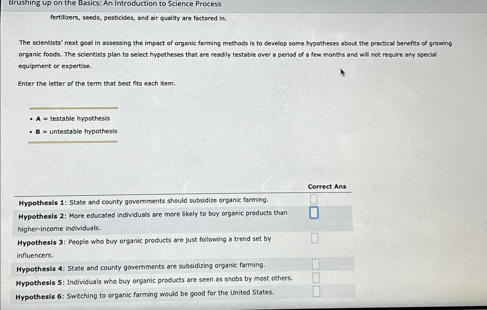 Solved Brushing up on the Basics: An Introduction to Science | Chegg.com