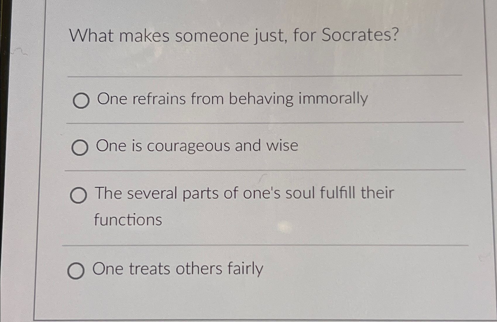 Solved What makes someone just, for Socrates?q,One refrains | Chegg.com
