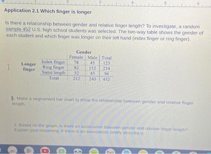Solved Application 2.1 Which finger is longer Is there a | Chegg.com