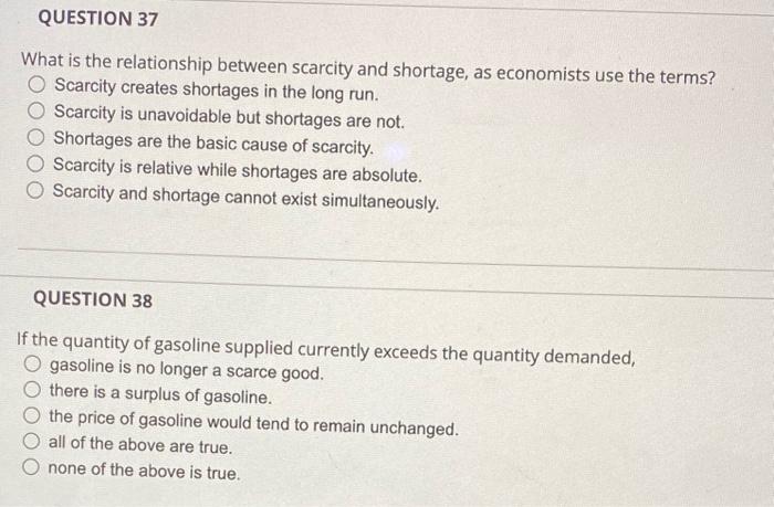 Solved What is the relationship between scarcity and | Chegg.com
