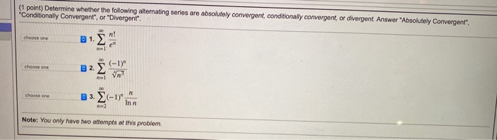 Solved (1 point) Determine whether the following alternating | Chegg.com