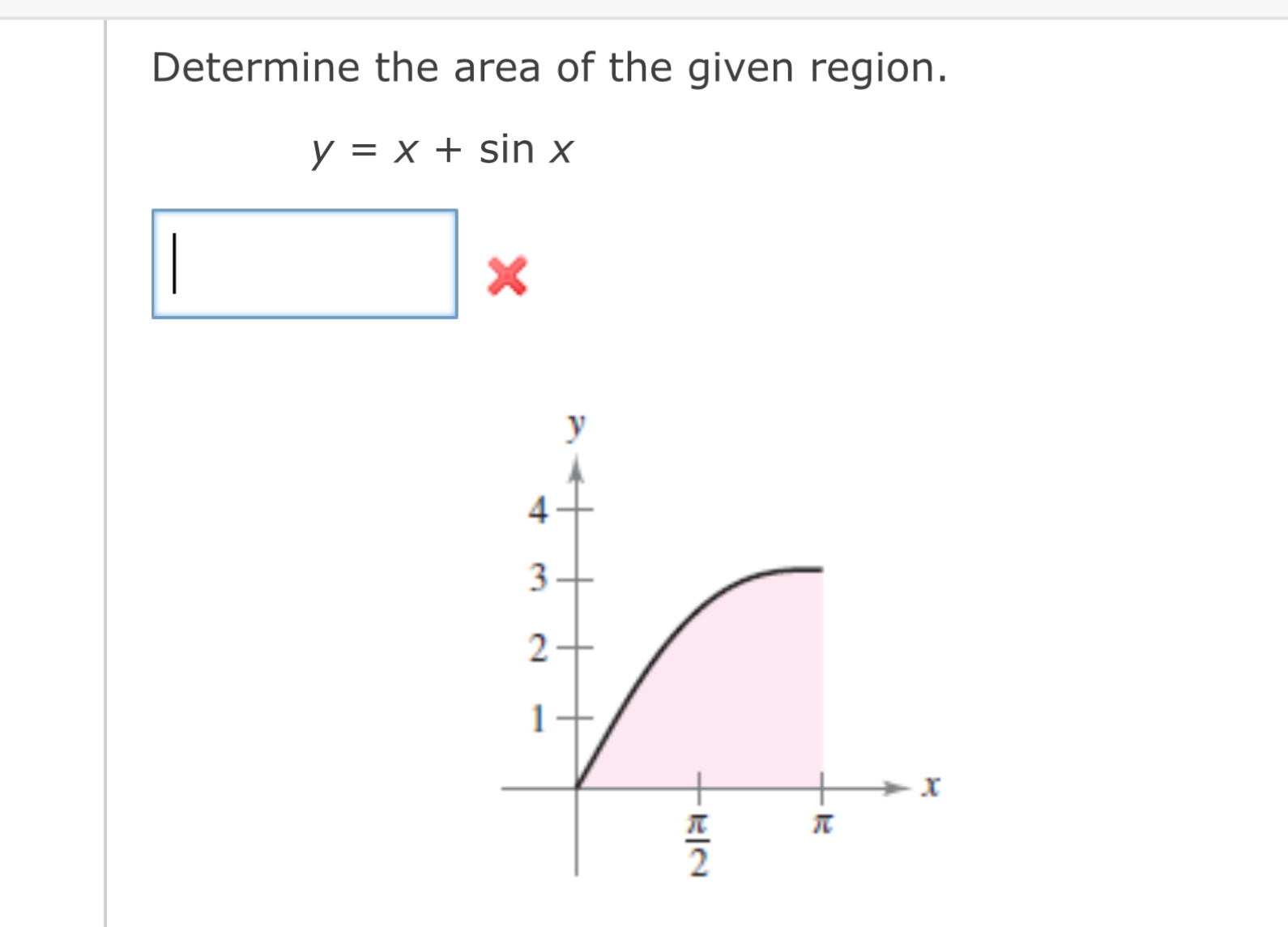 Solved Determine the area of the given region.y=x+sinx | Chegg.com
