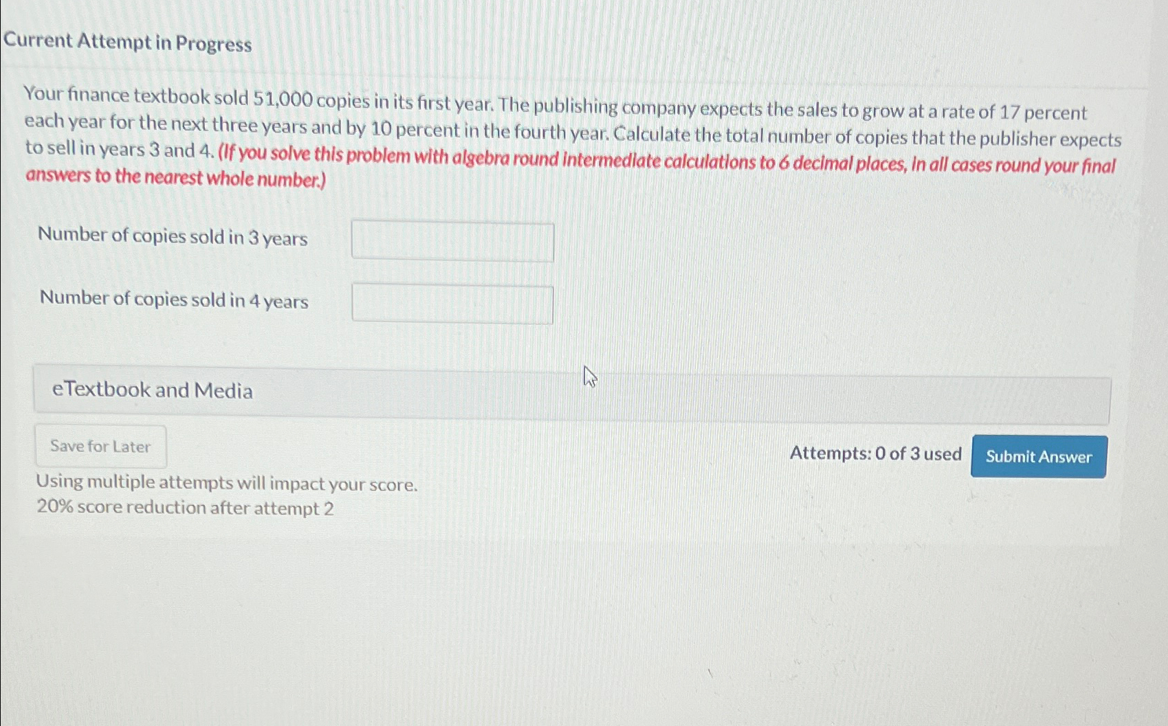Solved Current Attempt in ProgressYour finance textbook sold | Chegg.com