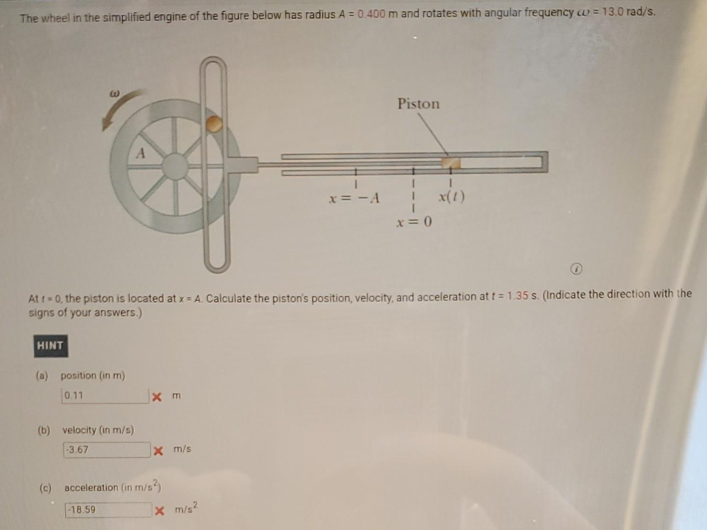Solved The wheel in the simplified engine of the figure | Chegg.com