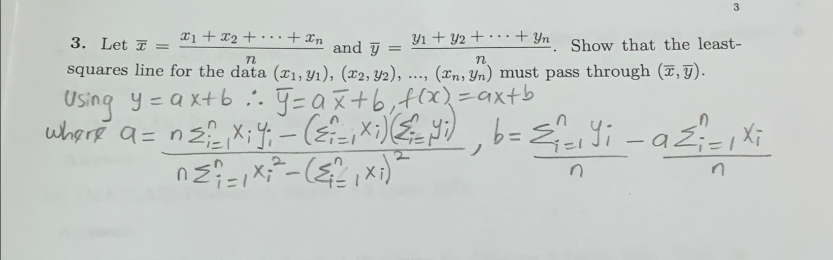 Solved Let x‾=x1+x2+cdots+xnn ﻿and ?bar (y)=y1+y2+cdots+ynn. | Chegg.com