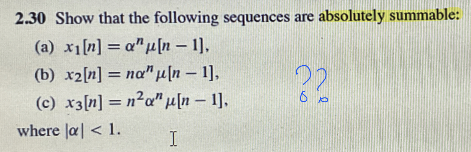 Solved Show that the following sequences are absolutely | Chegg.com