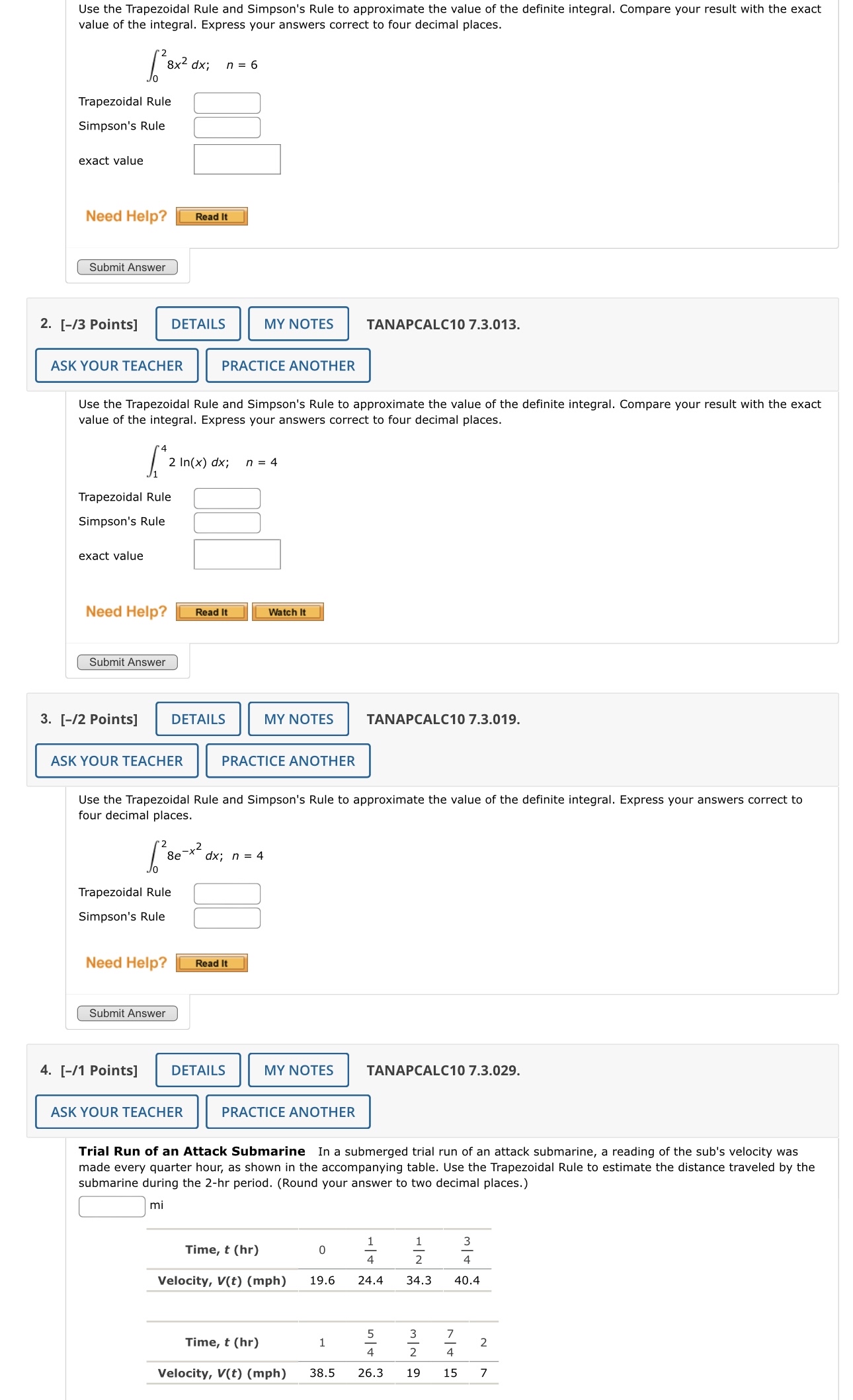 Solved Use the Trapezoidal Rule and Simpson's Rule to | Chegg.com